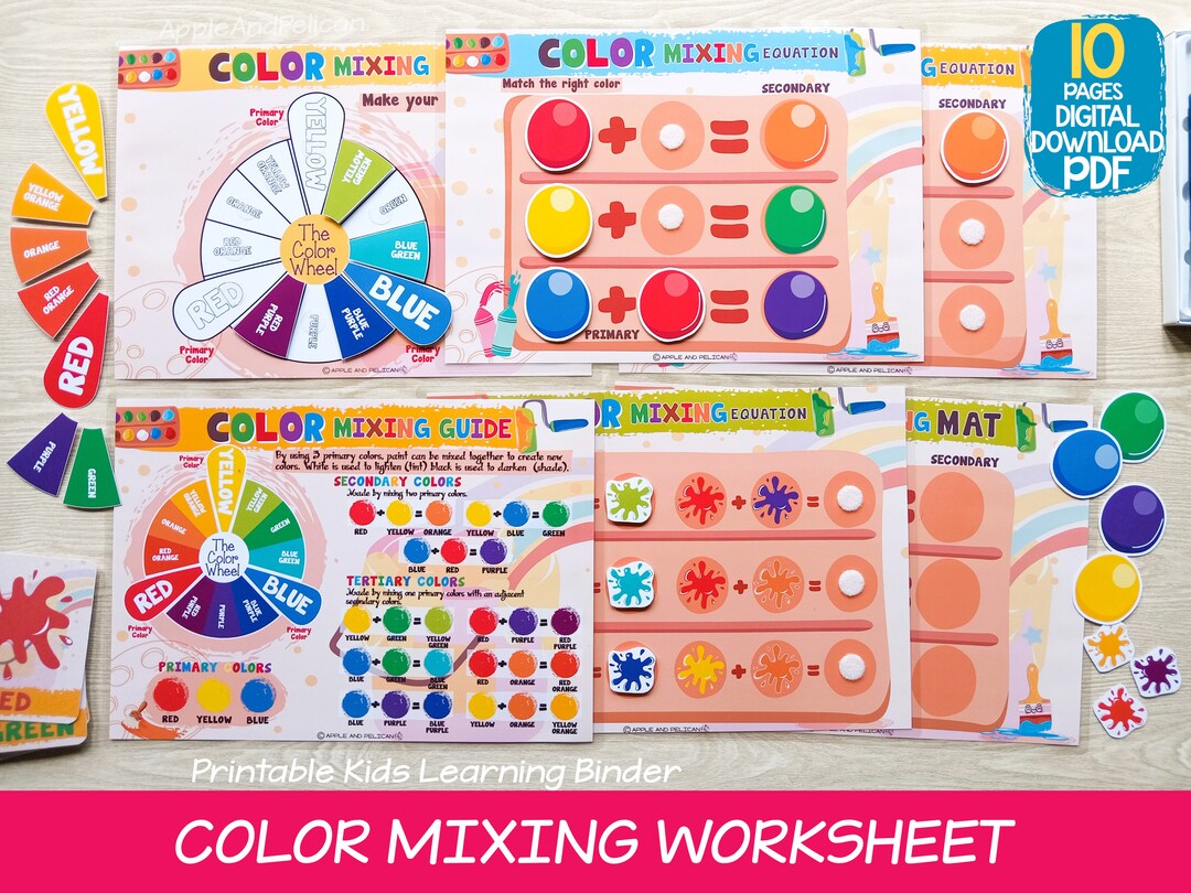 Color Mixing Activity for Toddler, Printable Primary and Secondary ...