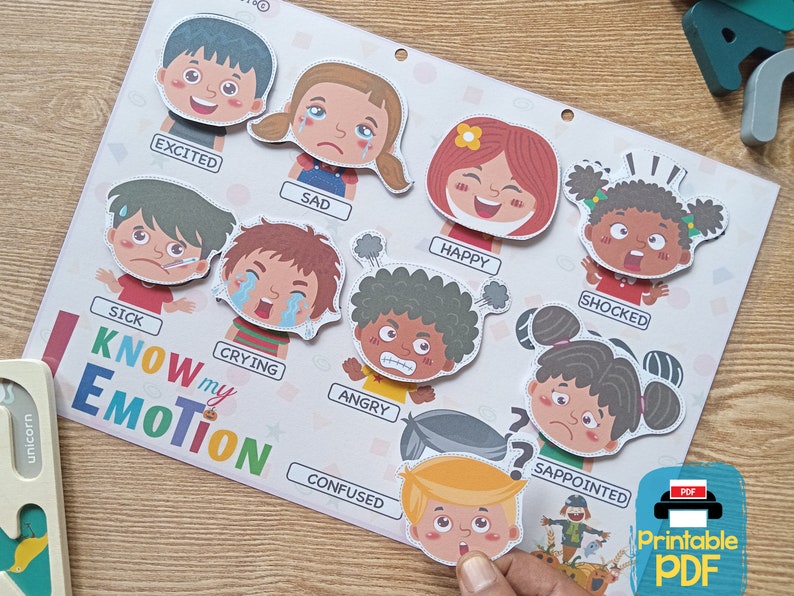 Kids Emotions Matching Activity, Toddler Emotions Worksheet, Feeling ...