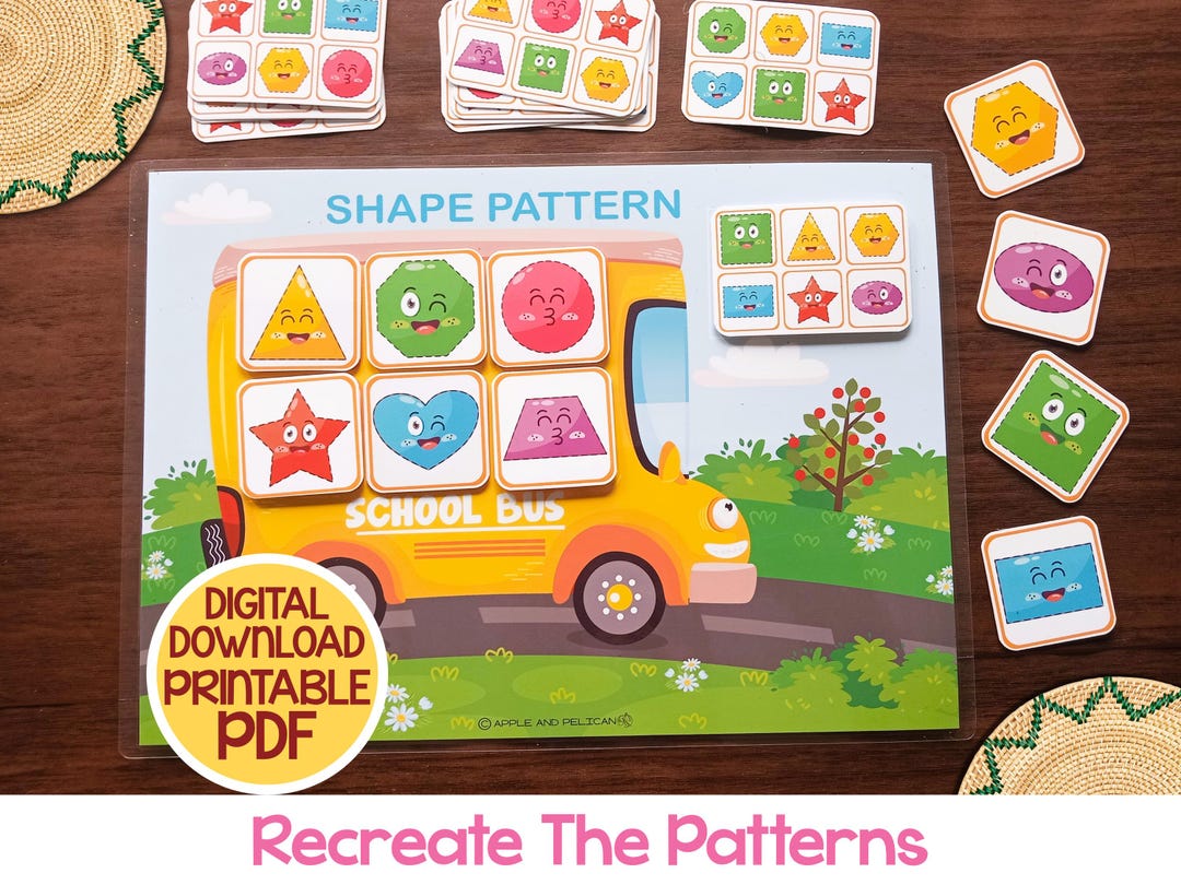 Shapes Pattern Matching Activity, Pattern Puzzle Printable, Shapes ...