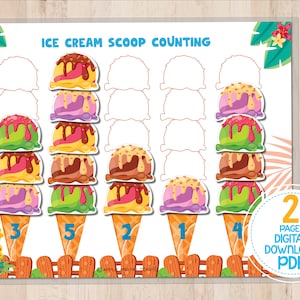 Counting Activity for Toddler, Printable Ice Cream Scoop Count ...