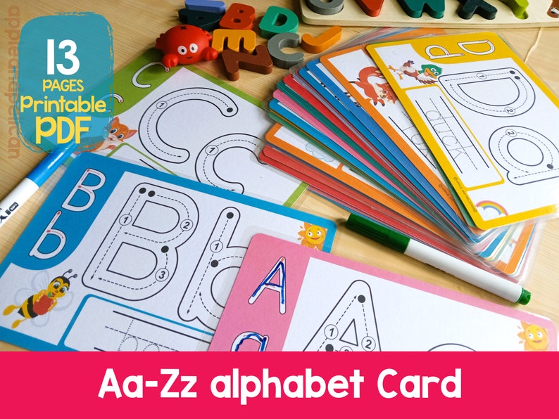 Alphabet Flashcard Play Dough Mat Letter Formation Tracing Card Early ...
