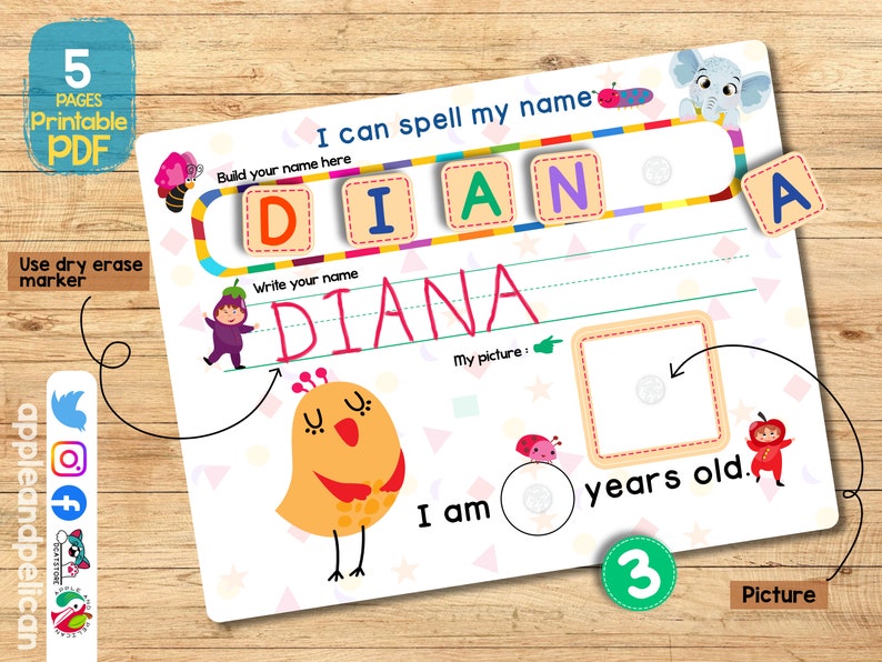 Printable Name Activity for Toddler About Me Pre K Activity Worksheet ...