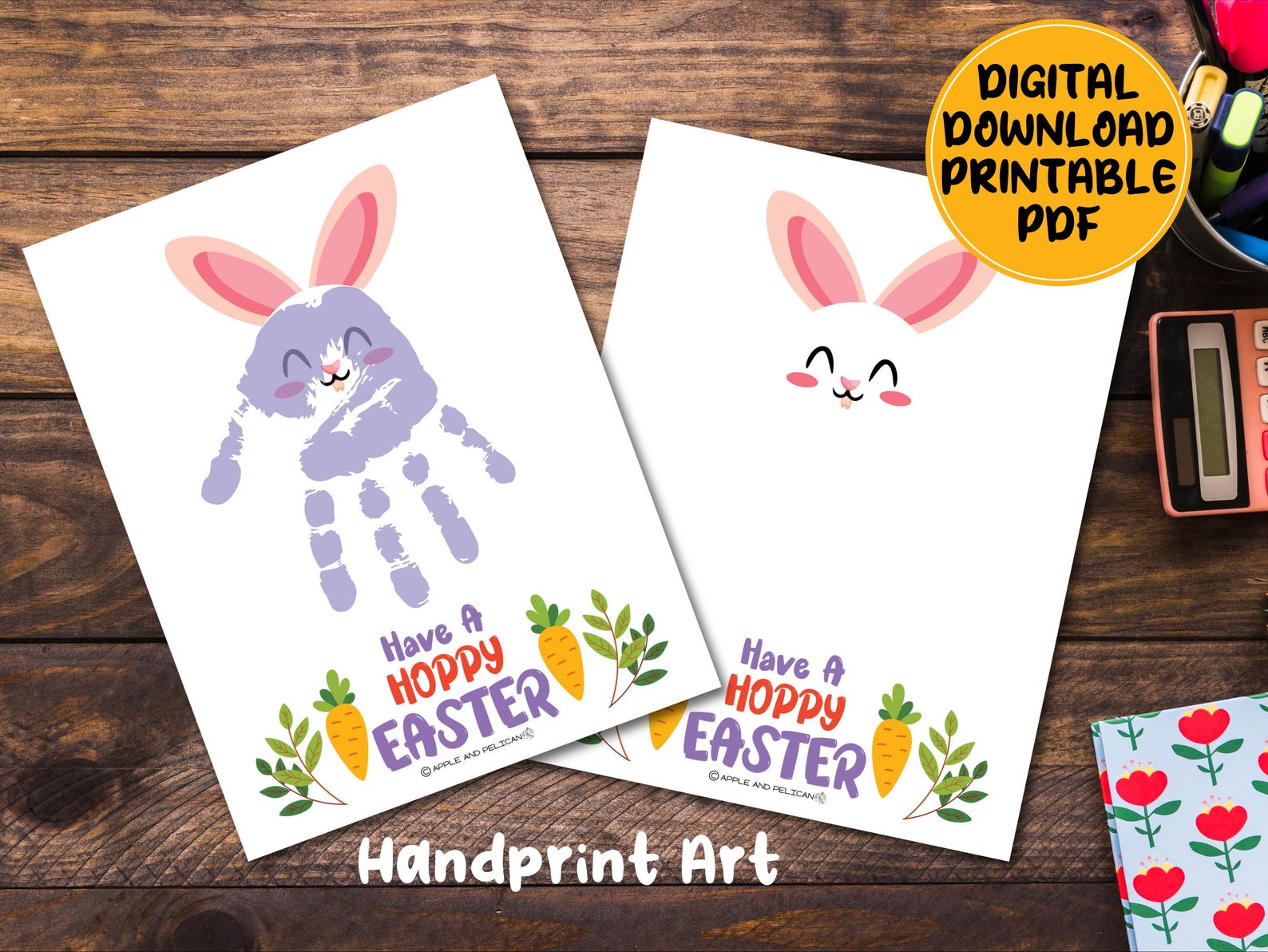 Easter Handprint Fingerprint Craft Printable, Kids Toddler Dot Art ...