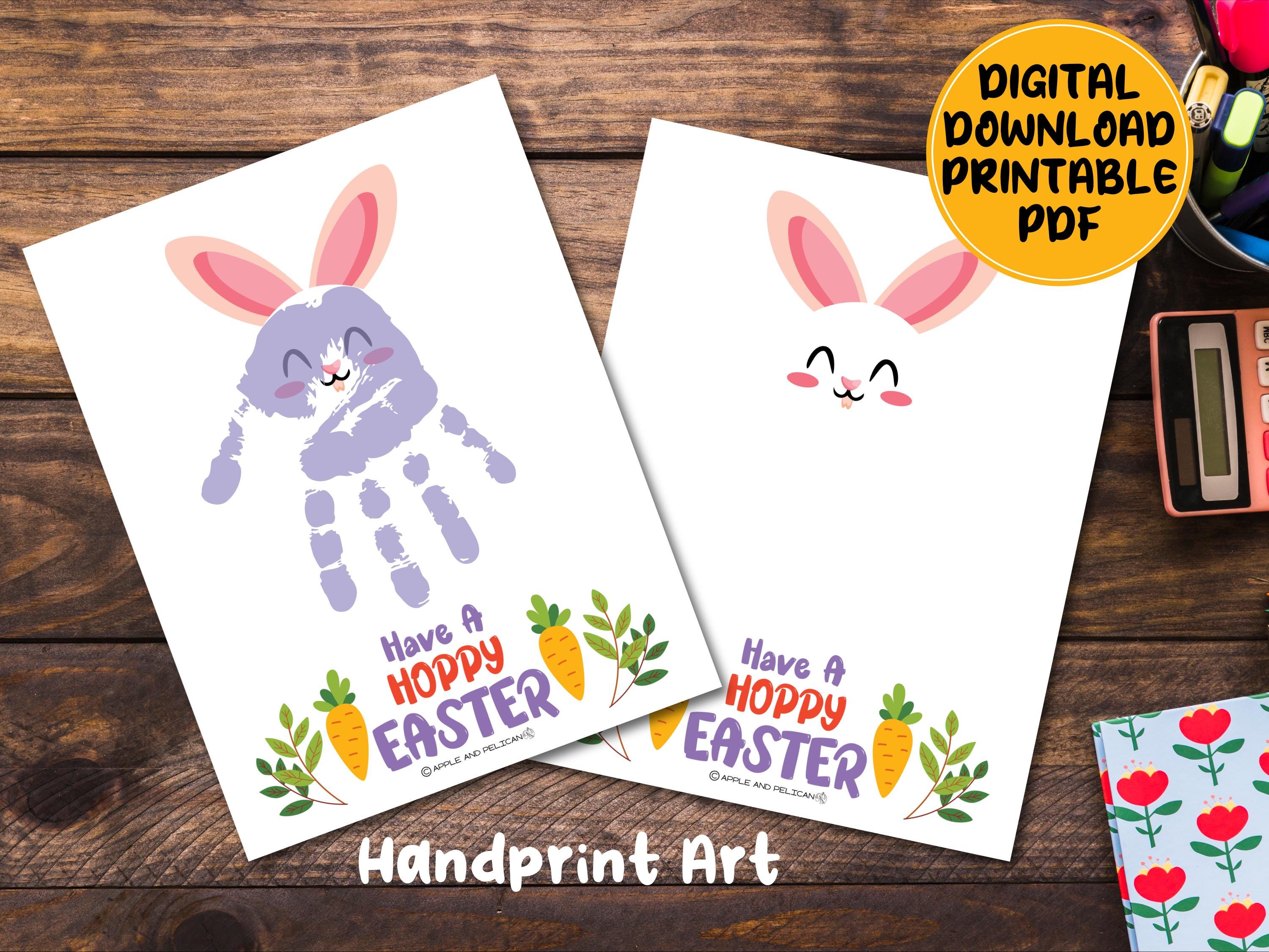 Easter Handprint Fingerprint Craft Printable, Kids Toddler Dot Art ...
