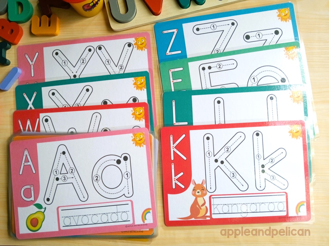 Alphabet Flashcard Play Dough Mat Letter Formation Tracing - Etsy