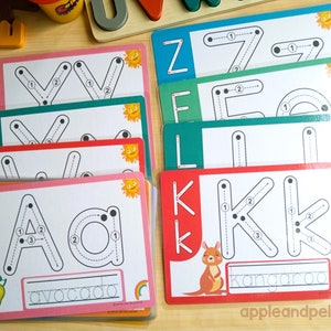Alphabet Flashcard Play Dough Mat Letter Formation Tracing Card Early ...