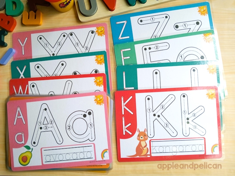 Alphabet Flashcard Play Dough Mat Letter Formation Tracing Card Early ...