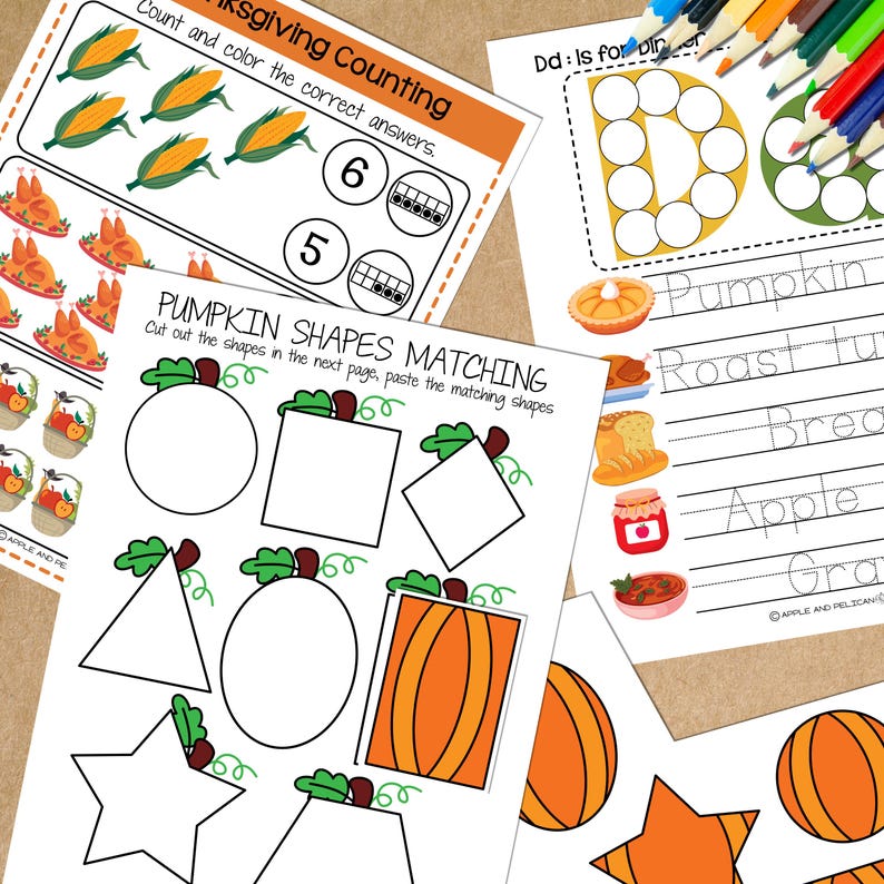 Thanksgiving Kid Activity Preschool Packet, Printable Worksheet ...
