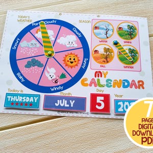 Kids Daily Calendar Printable, Circle Time, Preschool Curriculum ...