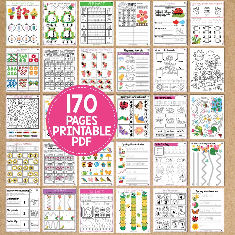 Spring Preschool Kindergarten Activity Packet, Kid Activity, Homeschool ...