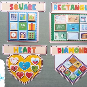 Shapes Matching Activities Shapes Sorting Game, Toddler Busy Book ...