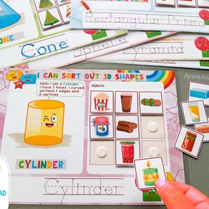 3D Shapes Sorting Activities Printable, Matching Game, Toddler Busy ...
