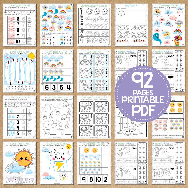 Weather Activity Preschool Kindergarten Workbook, Kids Activity ...