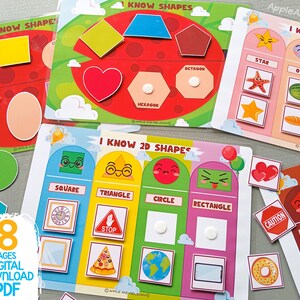 2D Shapes Matching Activity for Toddler, Geometric Shapes Pictures ...