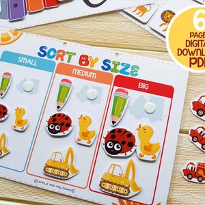 Size Sorting Activities, Sort by Size Binder, Toddler Busy Book ...