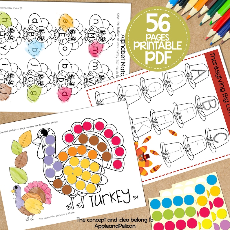 Thanksgiving Kid Activity Preschool Packet, Printable Worksheet ...