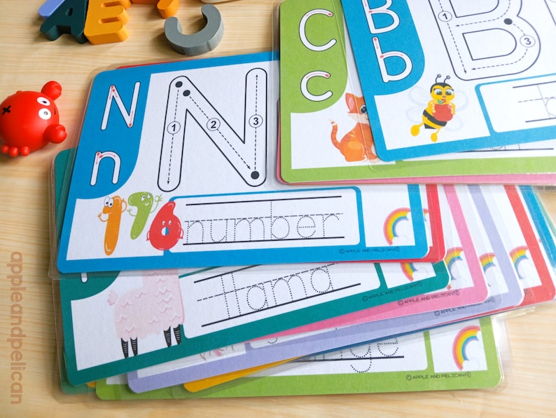 Alphabet Flashcard Play Dough Mat Letter Formation Tracing Card Early ...