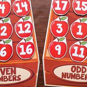 Math Activity Even and Odd Number Sorting Preschool Printable, Apple ...