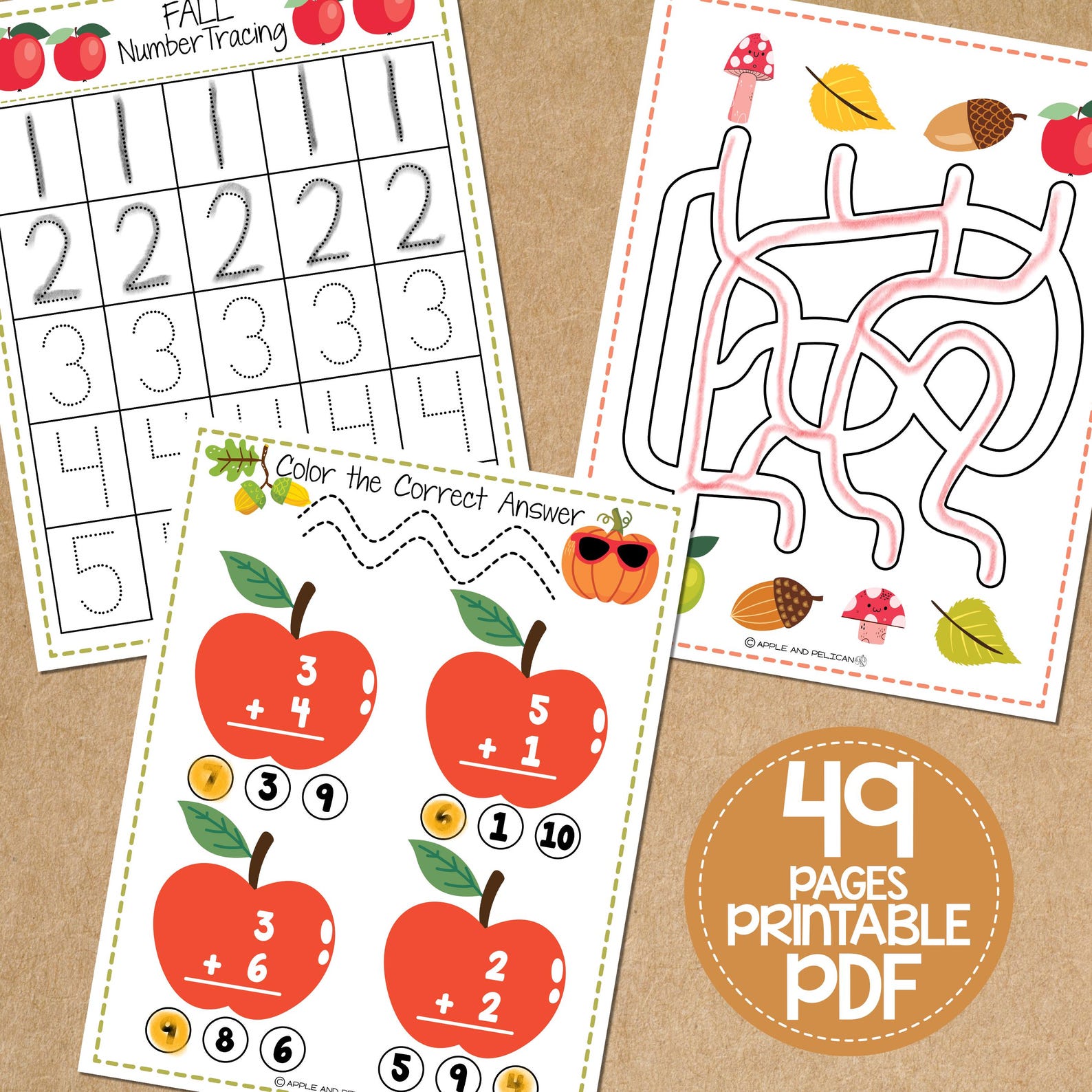 Fall Printable Kid Activity Preschool Packet, Printable Preschool ...