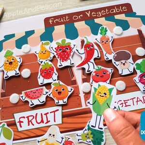 Fruits and Vegetables Sorting Toddler Activity, Printable Educational ...