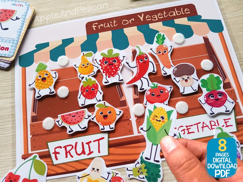 Fruits and Vegetables Sorting Toddler Activity, Printable Educational ...