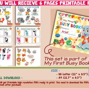 Animal Head Matching Puzzle Activity for Toddler Homeschool Printable ...