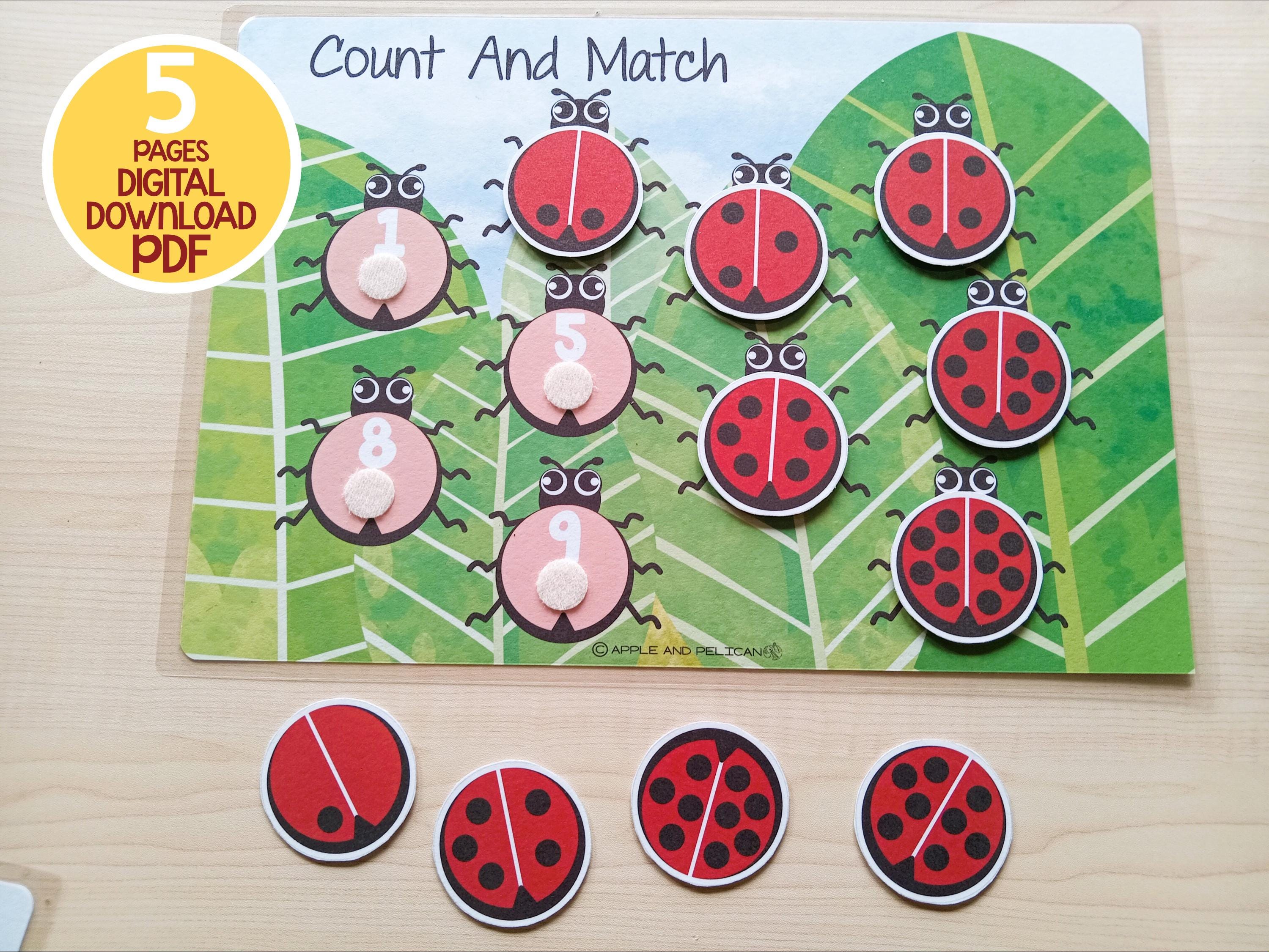 Counting Preschool Math Ten Frame Activity, Ladybug Dot Counting ...