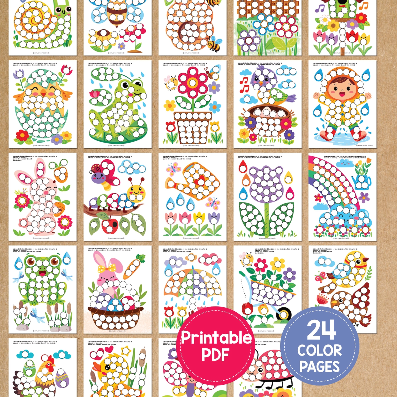 Spring Do a Dot Marker Coloring Pages for Kids, Do A Dot Activity, Dot ...