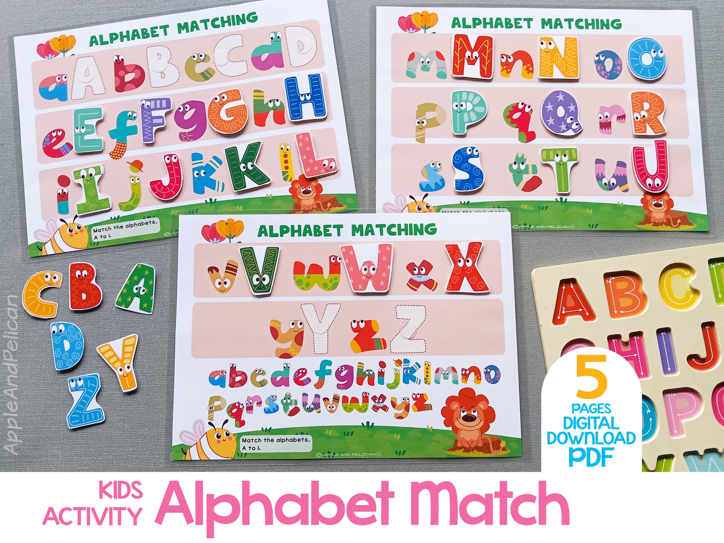 Alphabet Matching Activities, Toddler Letters Match Activity, Printable ...