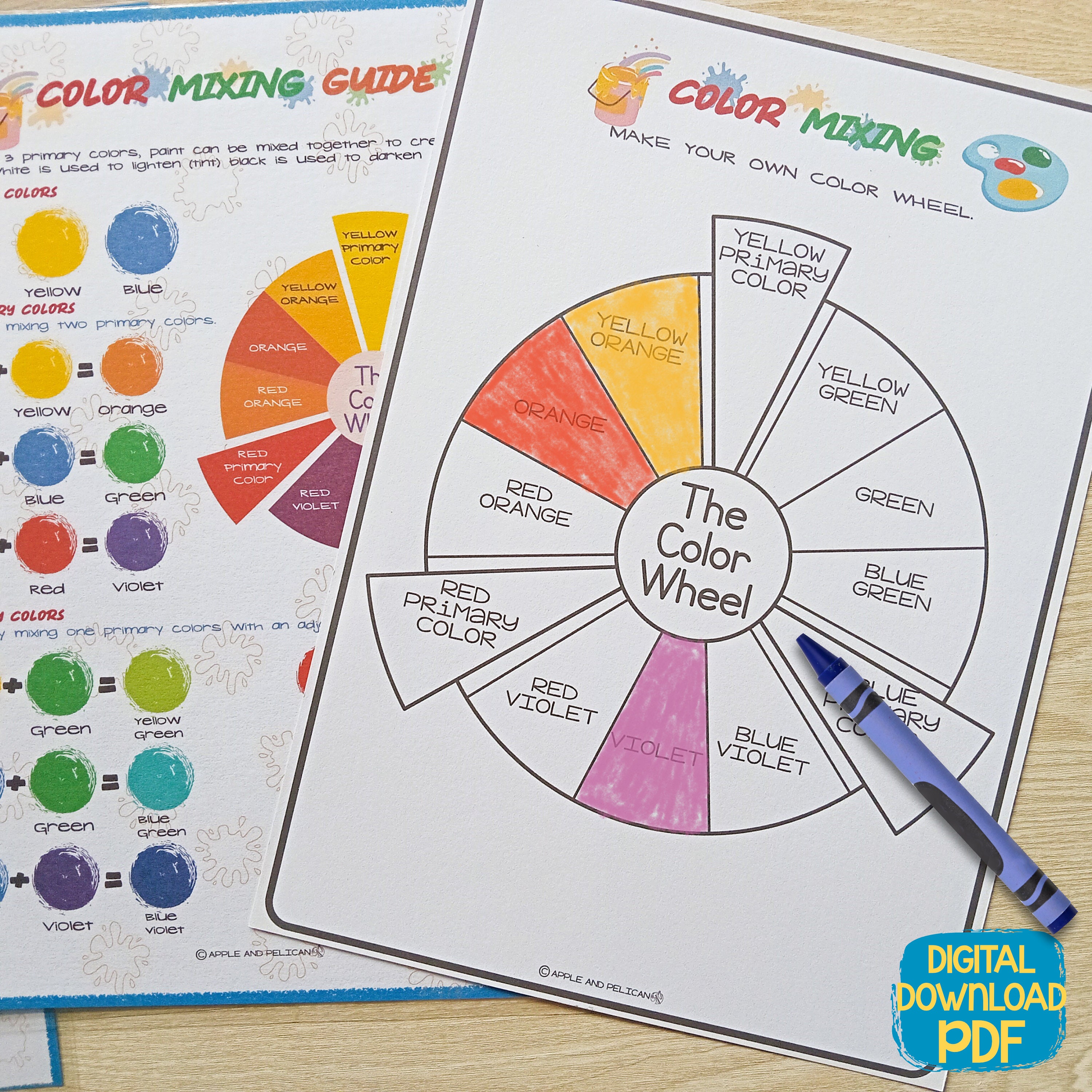 Color Mixing Worksheet Primary and Secondary Color Printable - Etsy
