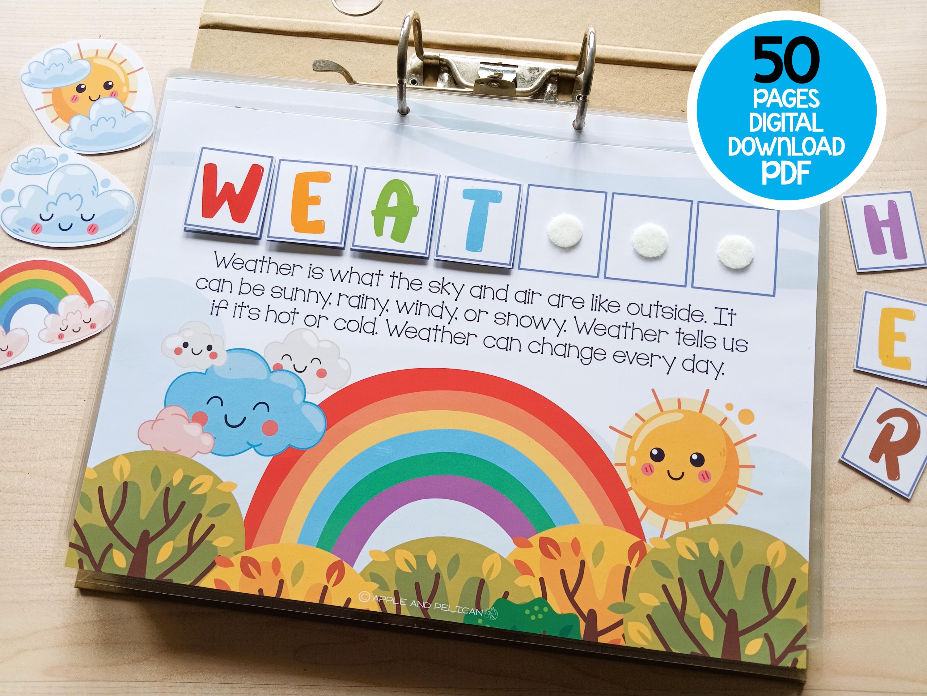 Weather Learning Binder, Printable Toddler Busy Book, Montessori ...