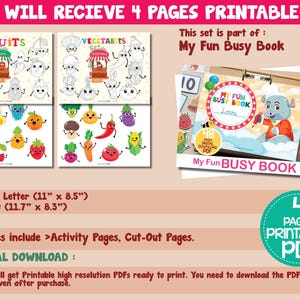 Fruits and Vegetables Sorting Activity Toddler Matching Game Busy Book ...