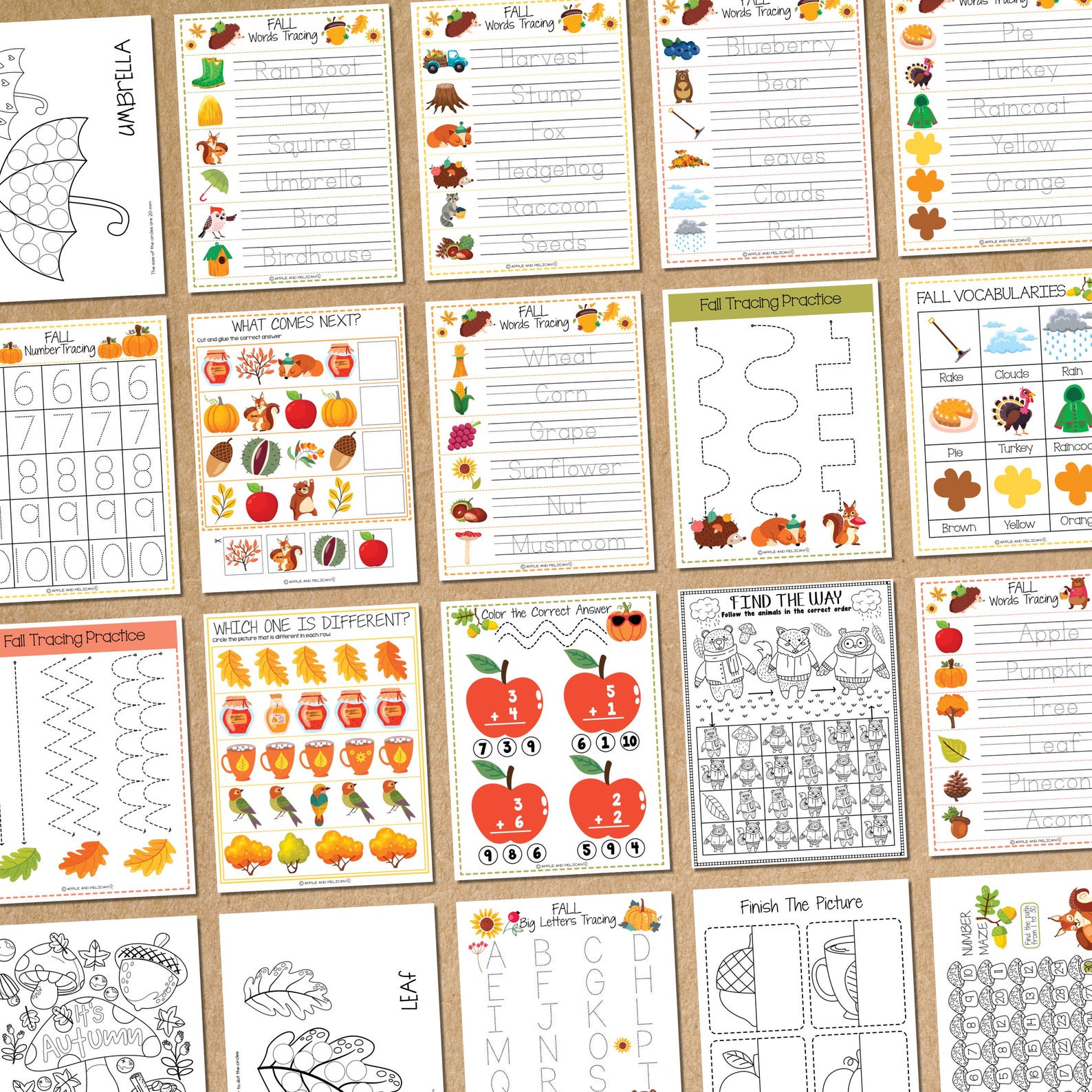 Fall Printable Kid Activity Preschool Packet, Printable Preschool ...