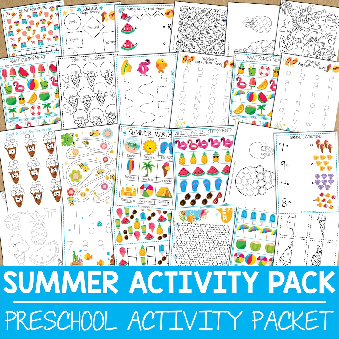 Summer Printable Kid Activity Preschool Packet, Printable Preschool ...