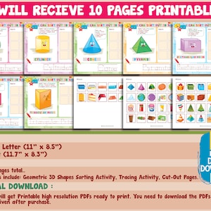 3D Shapes Sorting Activities Shapes Matching Game, Toddler Busy Book ...