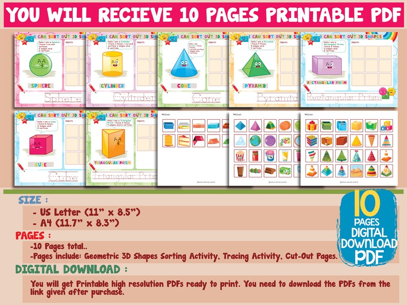 3D Shapes Sorting Activities Shapes Matching Game, Toddler Busy Book ...