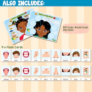 Face Parts Activity, Girl Part of Face Learning Binder, Printable ...
