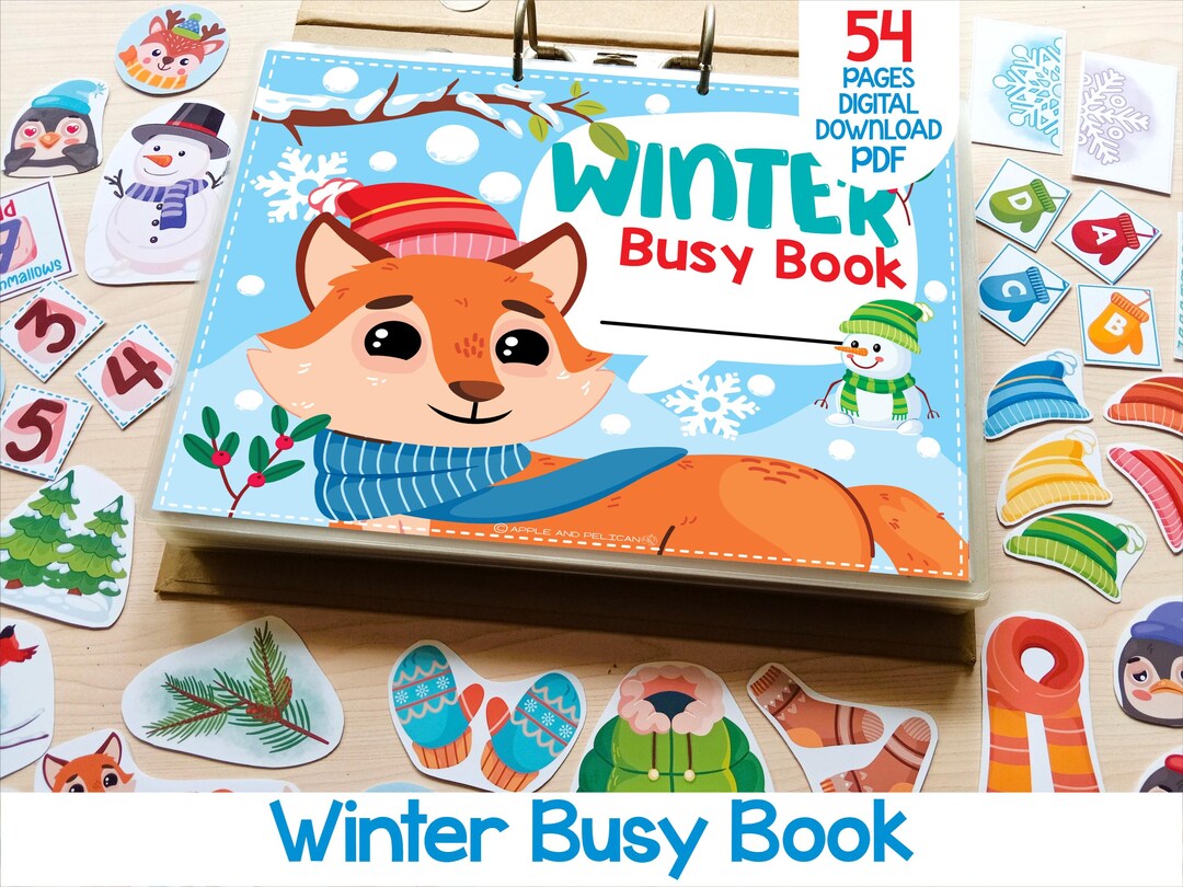Winter Busy Book Printable, Preschool Learning Binder, Toddler Kids ...