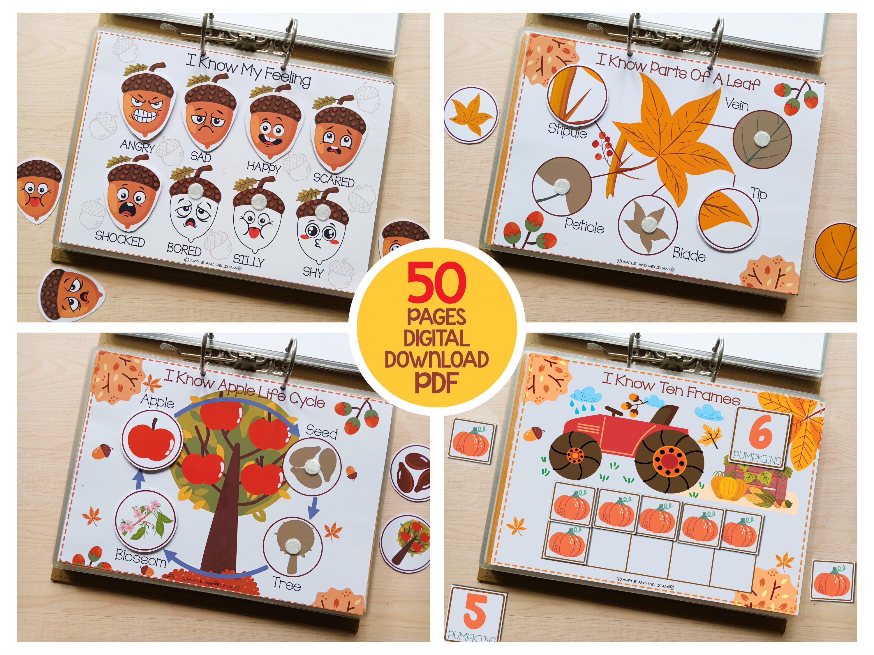 Fall Busy Book Printable, Preschool Learning Binder, Kids Autumn Busy ...