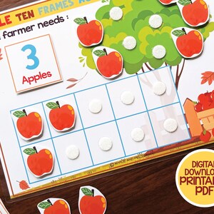 Ten Frames Counting Activity Printable, Early Math Activity, Learn to ...