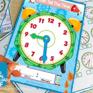 Learn to Tell Time Printable Educational Clock, Kids Printable Clock ...
