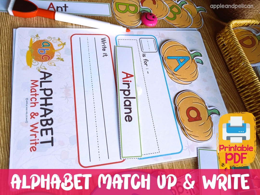 Alphabet Activity, Match up & Write Worksheet, Pre-k Beginning Sounds ...