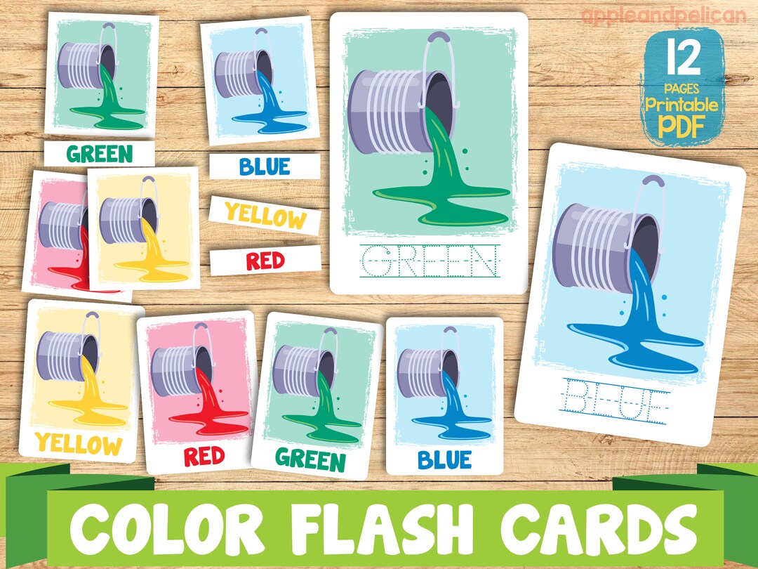 Color Flash Cards Printable Toddler Flashcards, Color Tracing Cards ...