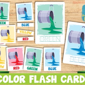 Color Flash Cards Printable Toddler Flashcards, Color Tracing Cards ...