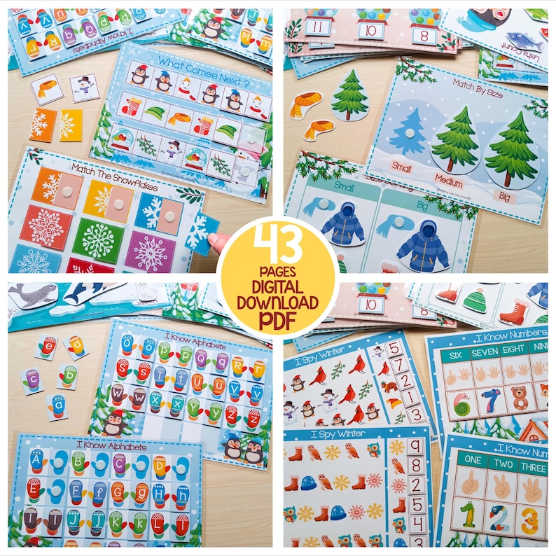 Winter Busy Book Printable, Preschool Learning Binder, Winter Kids ...