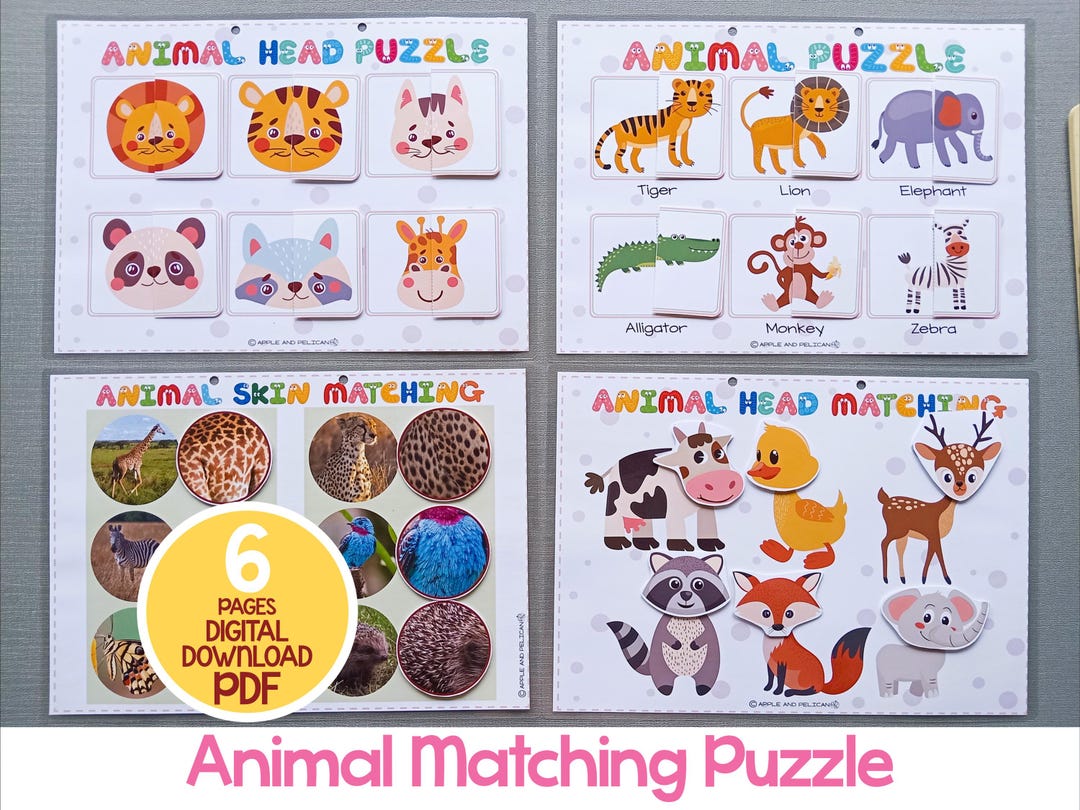 Animal Matching Game for Kids, Animal Skin Pattern Matching, Toddler ...