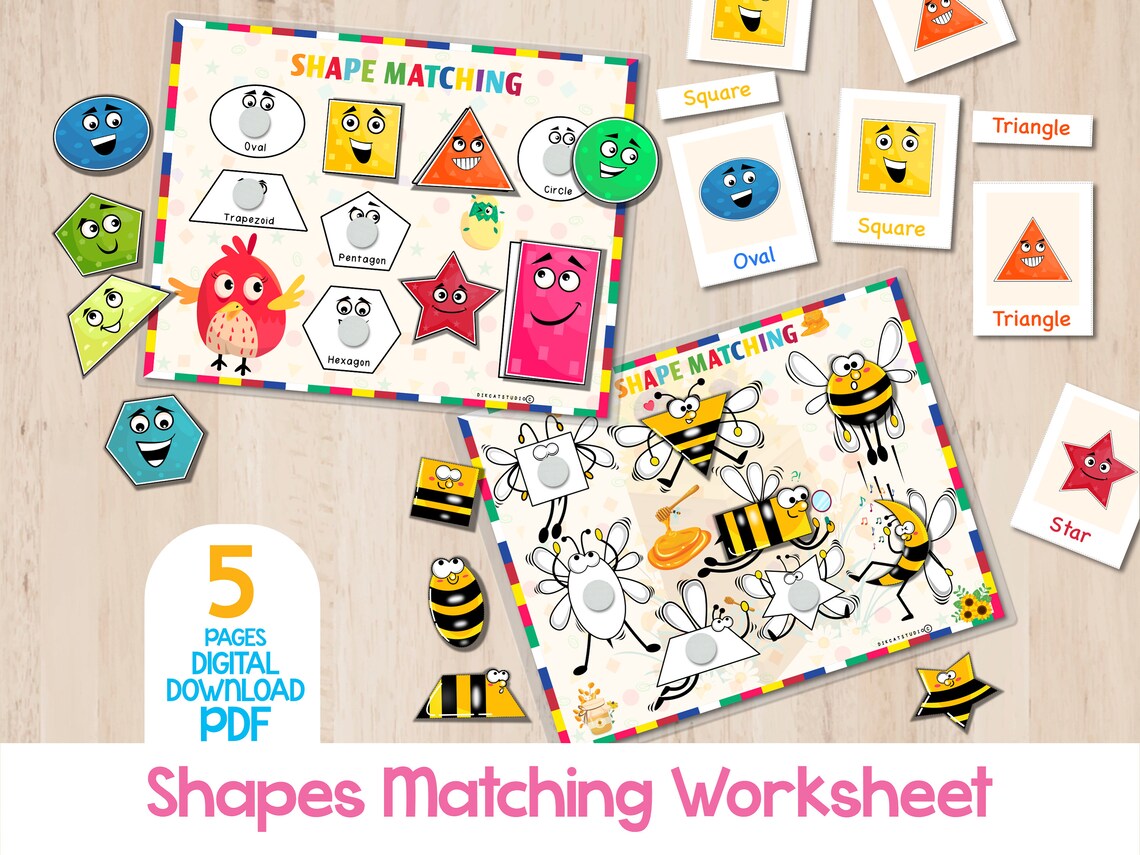 Shapes Matching Activity Printable, Toddler Flash Card, Preschool ...