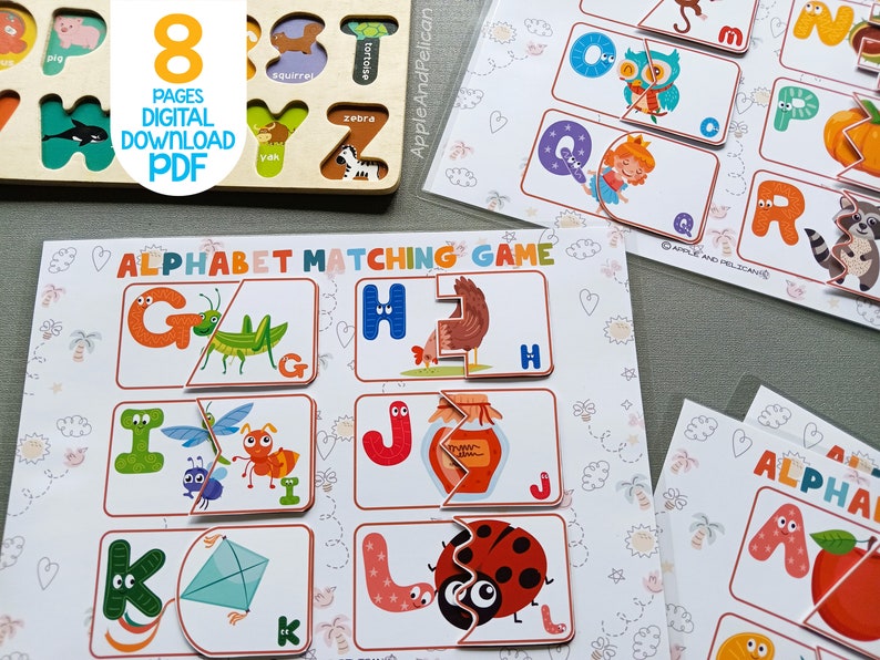 Alphabet Letter Matching Activities Puzzle, Matching Game, Phonics ...