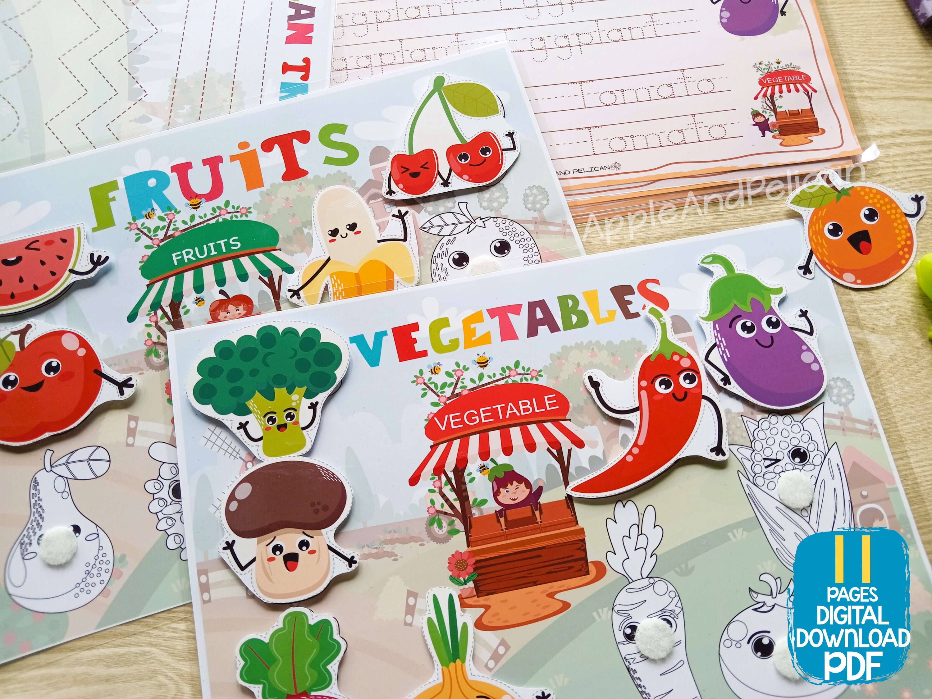 Fruits and Vegetables Sorting Activity, Printable Matching Game for ...