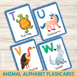 Alphabet Flashcards Montessori Learning Printable, Toddler Animal ABC ...